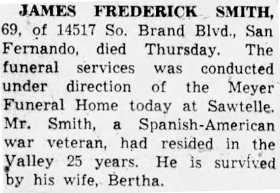 Obit James F Smith 1947