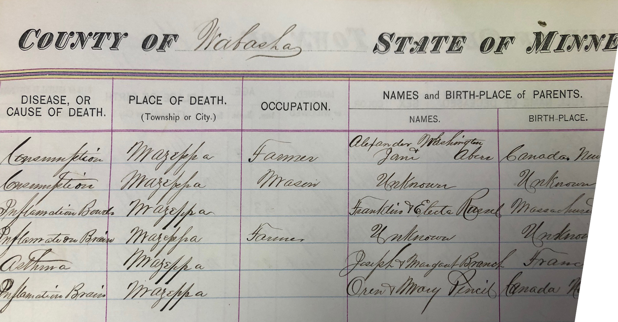 Peter Clemens death record 1871 pg 2